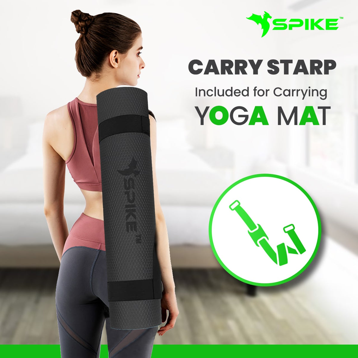 Spike EVA Yoga Mat With Carry Starp - Spikefitness